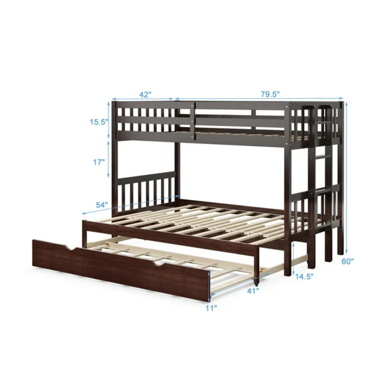 Costway Twin Pull-Out Bunk Bed with Trundle Ladder - UntilGone.com