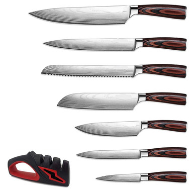 7-Piece High Carbon Steel Knife Set with Knife Sharpener - UntilGone.com