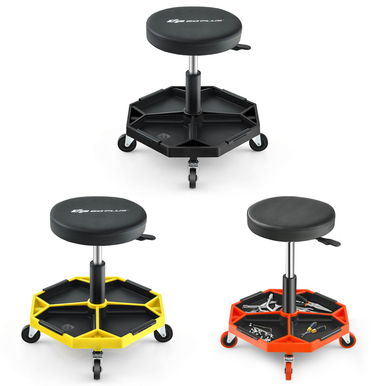 330-Pound Capacity Pneumatic Rolling Mechanic Stool with Padded Seat ...