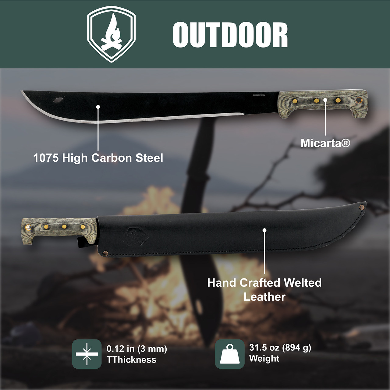 El Salvador Machete Micarta Handle W/leath sheat - Condor Tool & Knife Inc.