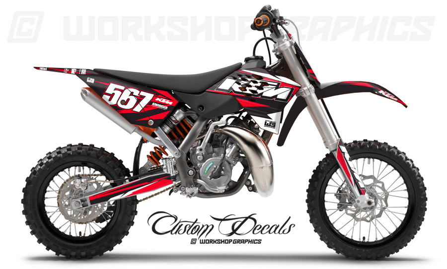 2009-2015 KTM 65 Phase Red - Graphics Kit - Workshop Graphics