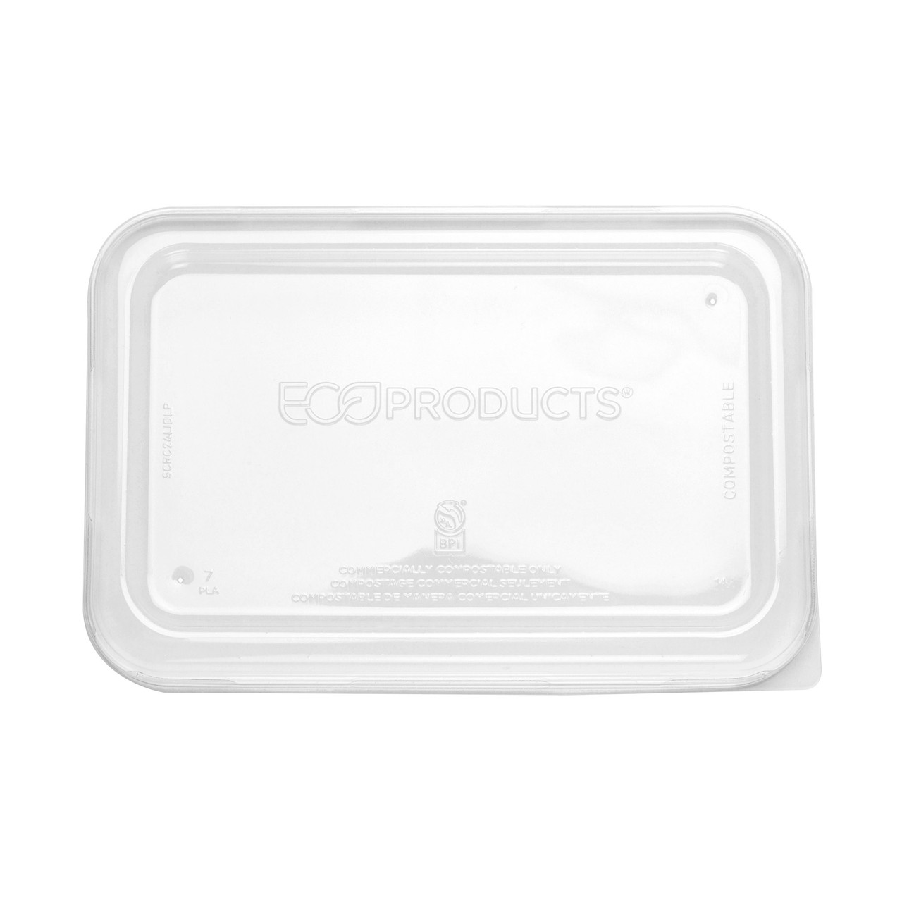 24-32oz WorldView™ Flat PLA Lid for Rectangular Containers, Clear