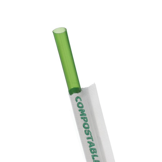 7.75in PLA Straw, Wrapped, Green, 6mm