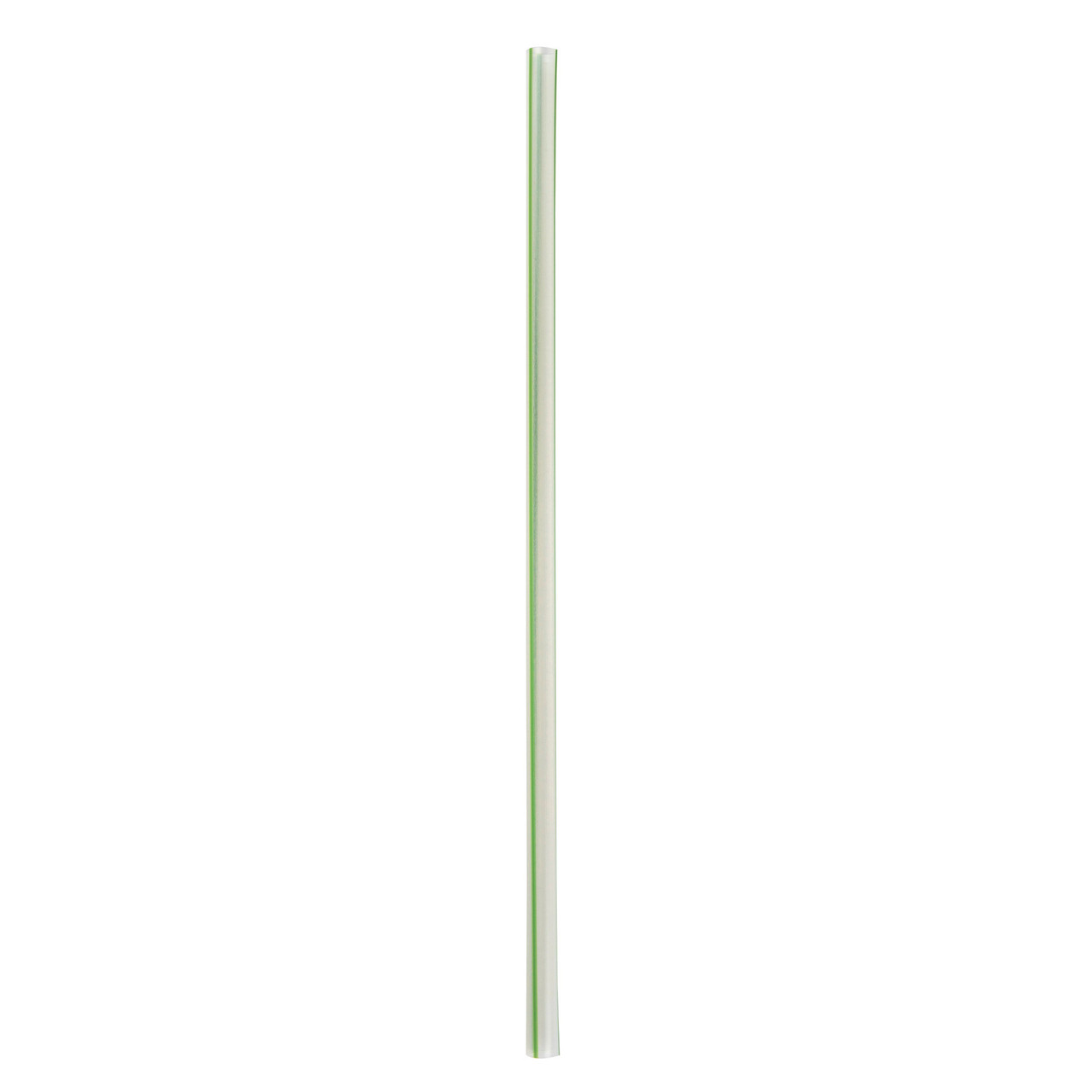 9.5in PLA Straw, Wrapped, Clear w/ Green Stripe, 8mm