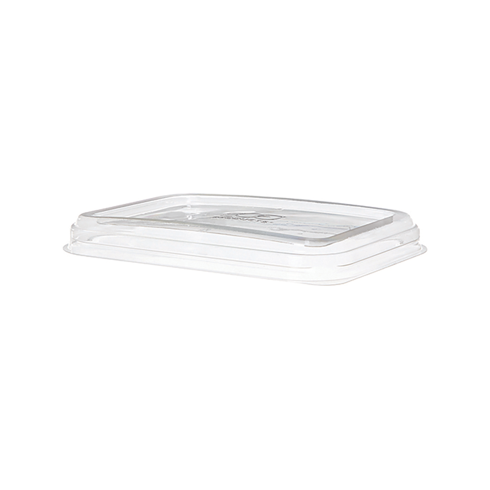 12-16oz WorldView™ Flat RPET Lid for Rectangular Containers, Clear