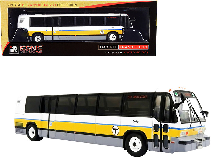 1999 TMC RTS Transit Bus #230 Braintree "Boston MBTA" White Yellow and ...