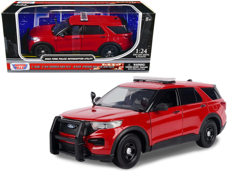 2022 Ford Police Interceptor Utility Unmarked Red 1/24 Diecast Model ...
