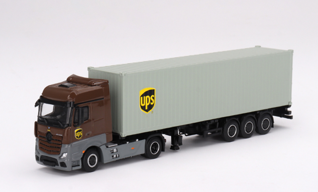 1/64 Mini GT Mercedes-Benz Actros with 40 Ft Dry Container UPS Truck ...