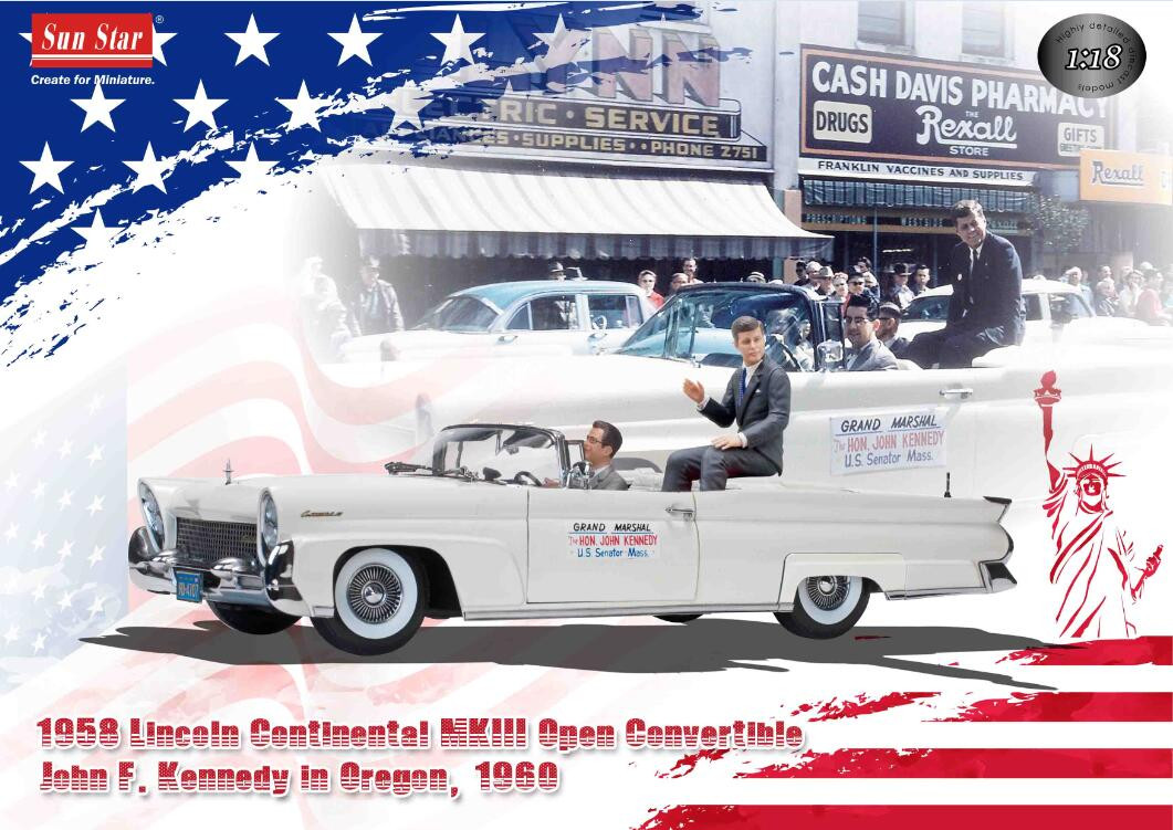 1/18 1958 Lincoln Continental MKIII Open Convertible - John F. Kennedy ...