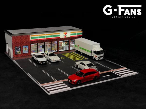 1/64 G-Fans 711 7-Eleven 7-11 Diorama with LED (Car models and Figures ...