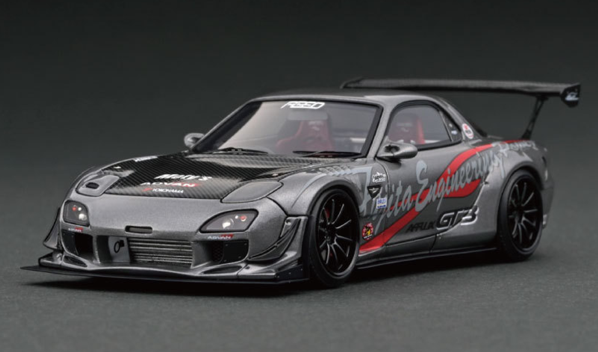 1/43 Ignition Model Mazda RX-7 FEED Afflux GT3（FD3S）Gun Metallic Resin Car Model - LIVECARMODEL.com