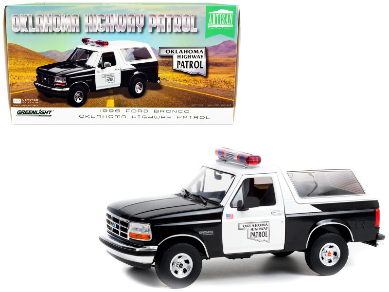 1/18 Greenlight 1996 Ford Bronco Police Black and White Oklahoma ...