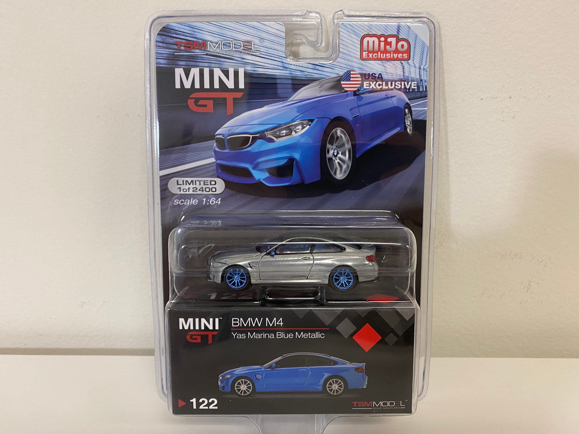 CHASE CAR 1/64 Mini GT BMW M4 (F82) (Silver Grey with Blue Wheels ...