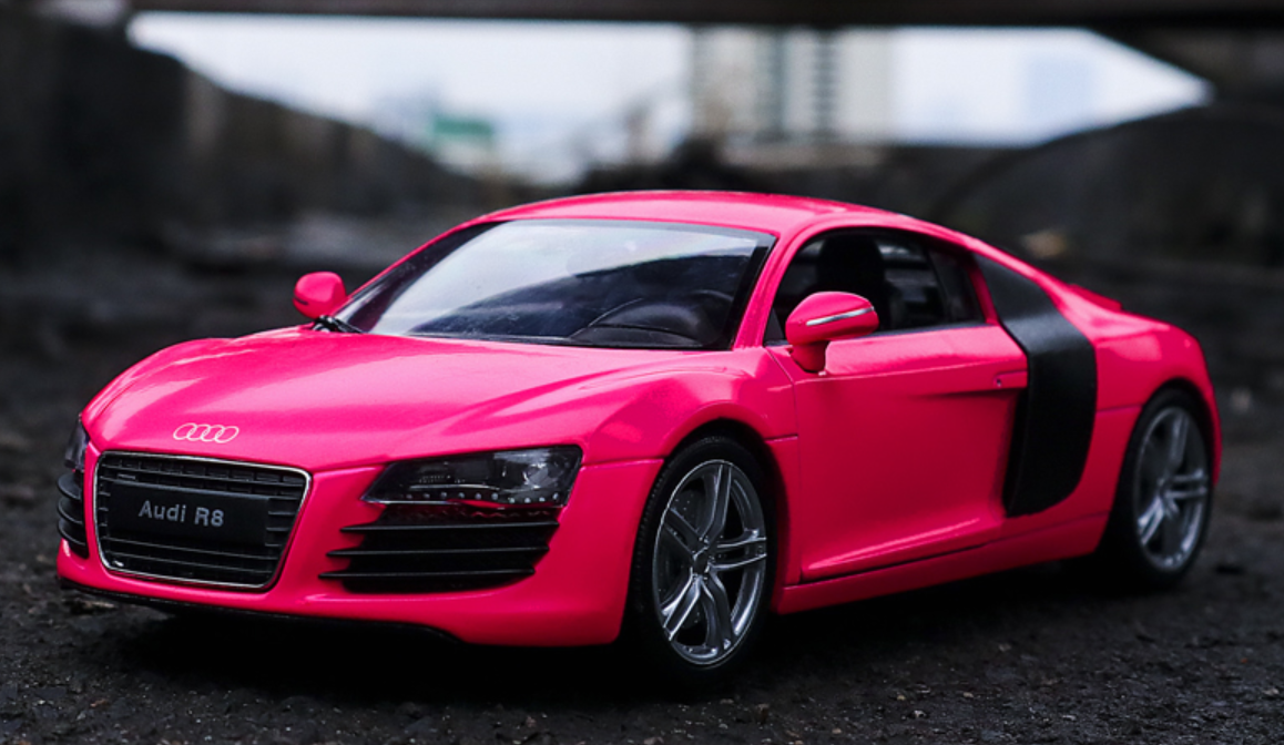 1/24 Welly Audi R8 1nd Generation (2006-2015) Type 42 (Pink) Diecast ...