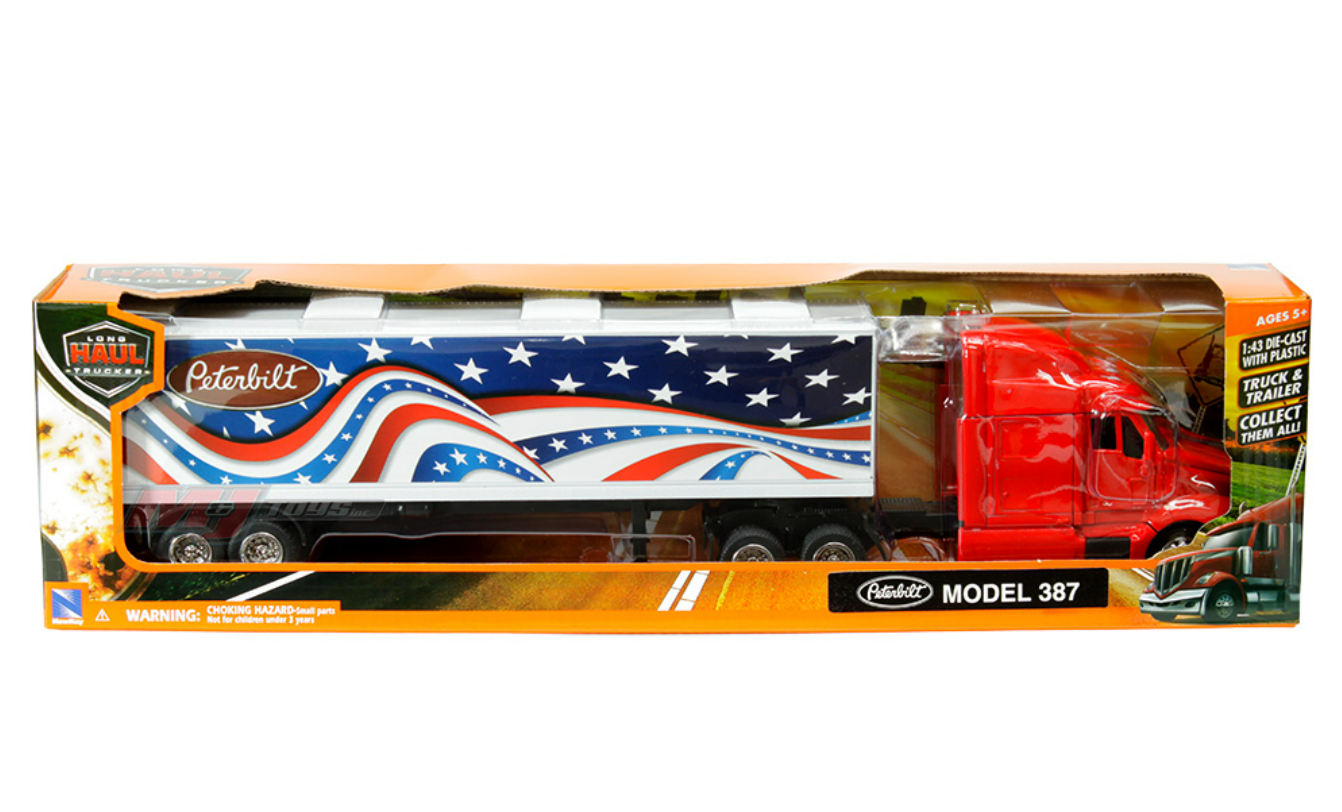 1/43 New Ray Peterbilt Model 387 Dry Van Truck Diecast Car Model ...