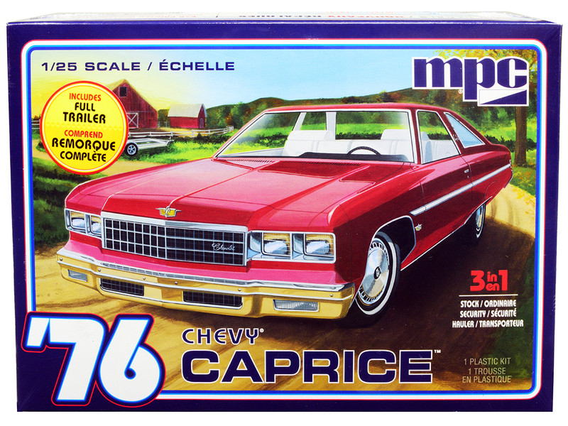 Skill 2 Model Kit 1976 Chevrolet Caprice with Trailer 3-in-1 Kit 1/25 ...