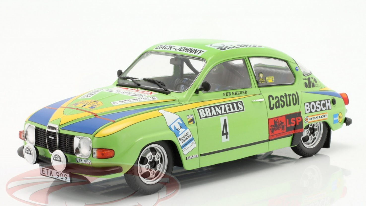 1/18 Ixo 1976 Saab 96 V4 #4 Winner Sweden Rally Per Eklund, Björn ...