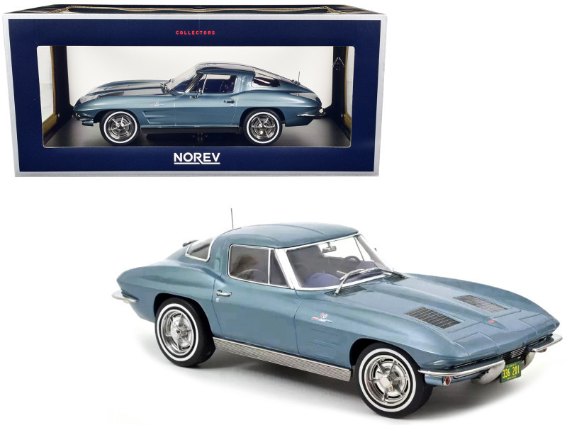 1/18 Norev 1963 Chevrolet Corvette Stingray (Light Blue Metallic ...