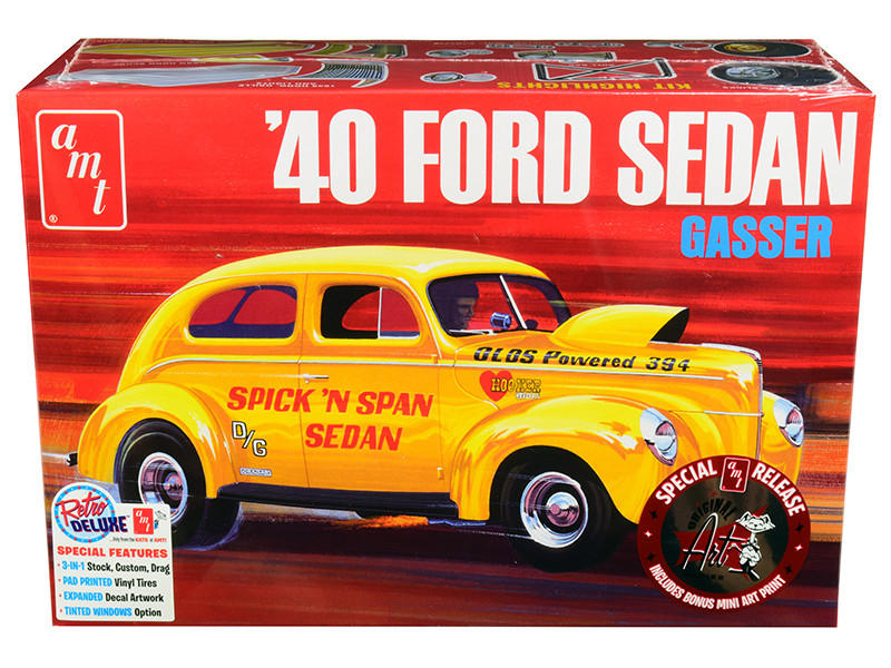 Skill 2 Model Kit 1940 Ford Sedan Gasser "Original Art Series" 3 in 1 ...