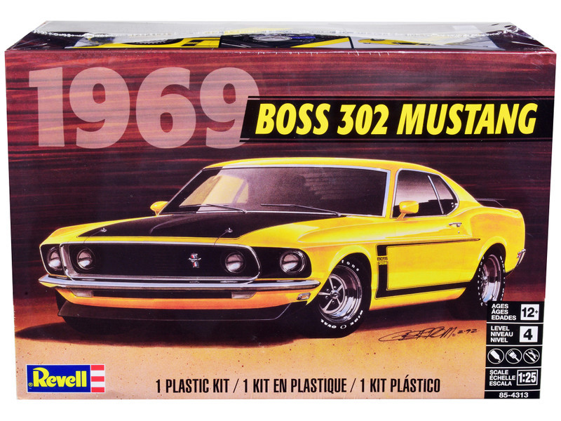 Level 4 Model Kit 1969 Ford Mustang Boss 302 1/25 Scale Model by Revell ...