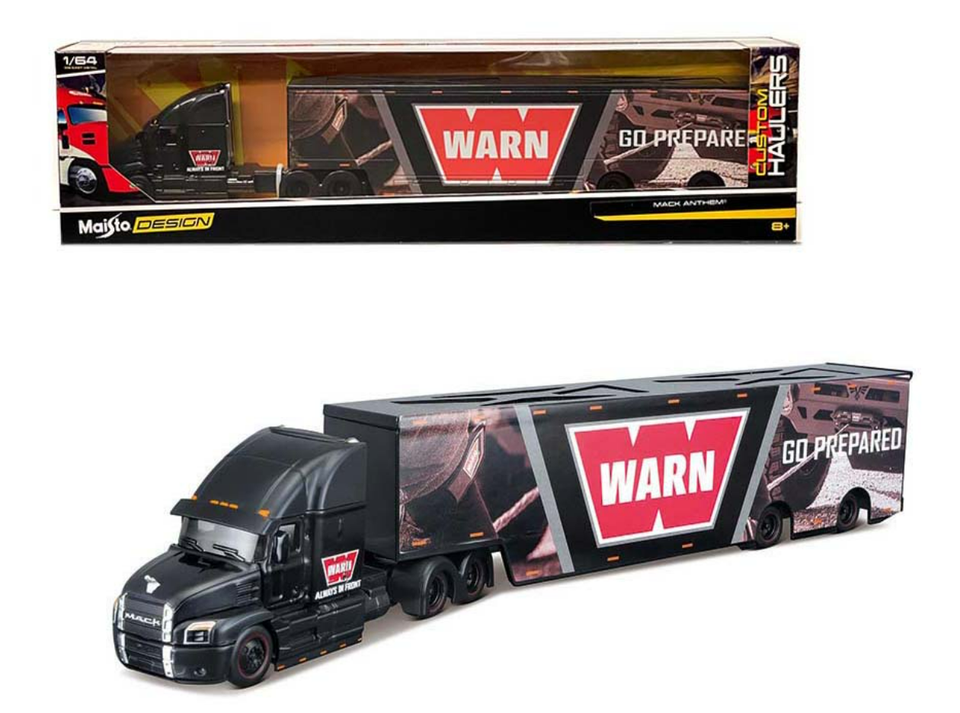 1/64 Maisto Design Custom Hauler Mack Anthem WARN Black Car Model ...