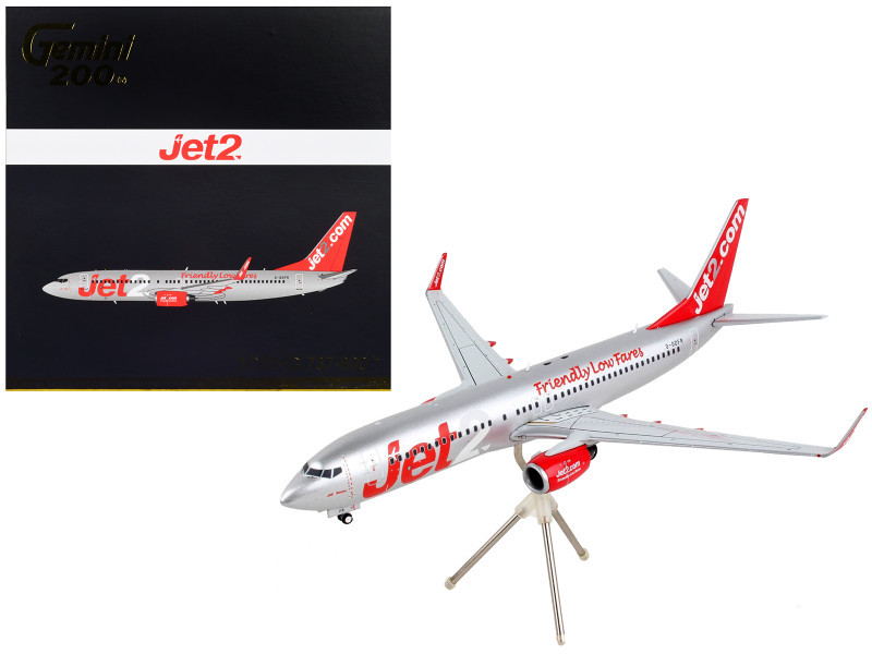 Boeing 737-800 Commercial Aircraft "Jet2.Com" Silver with Red Tail ...