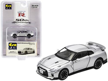 Nissan GT-R RHD (Right Hand Drive) Super Silver with White Stripe "50th ...