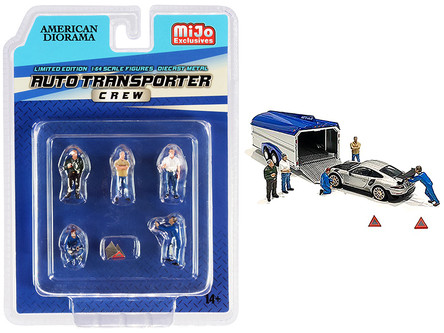 1/64 American Diorama "Auto Transporter Crew" Diecast Set of 7 pieces ...
