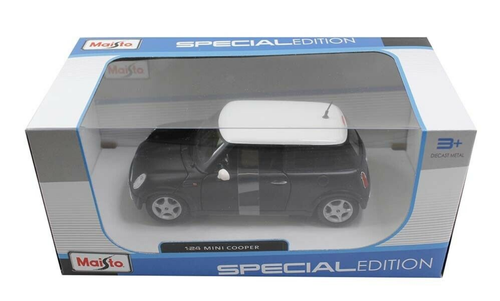 Mini Cooper Black with White Top 1/24 Diecast Model Car by Maisto ...