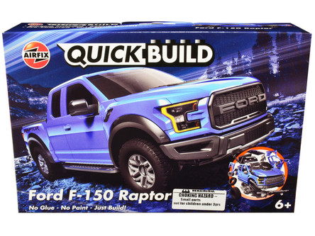 Skill 1 Model Kit Ford F-150 Raptor Blue Snap Together by Airfix ...