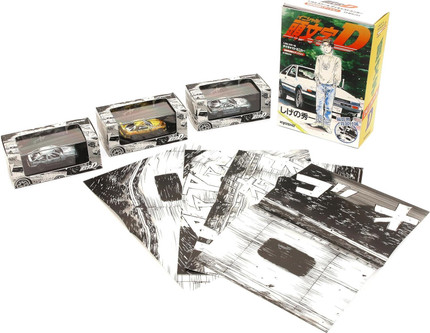 "Initial D" 3 Car Set with Manga-Style Display Backgrounds 1/64 Diecast ...
