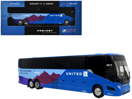 1/87 Iconic Replicas Prevost H3-45 Coach Bus Landline United Airlines ...