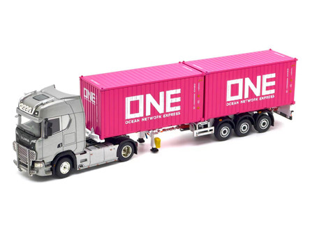 1/64 Unique Model Scania 730S with Two 20 Ft ONE Trailer Diecast Model ...