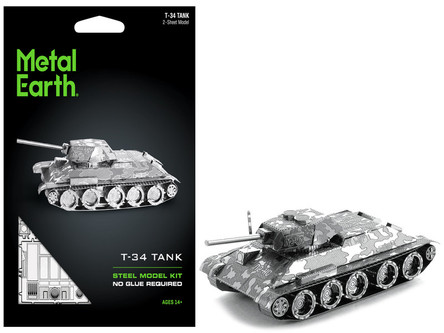 Model Kit Soviet T-34 Tank (Moderate Difficulty) Steel Model by Metal ...