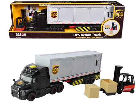 UPS Action Truck with Forklift and Cargo Boxes 4 Piece Set Diecast ...