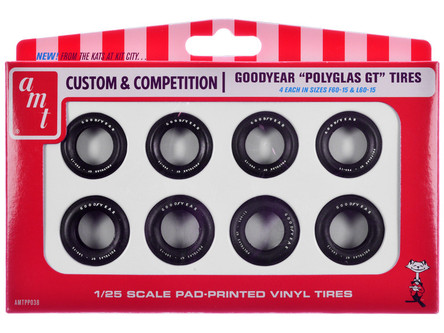Model Kit "Goodyear Polyglas GT" Tires Set of 8 Pieces for 1/25 Scale ...