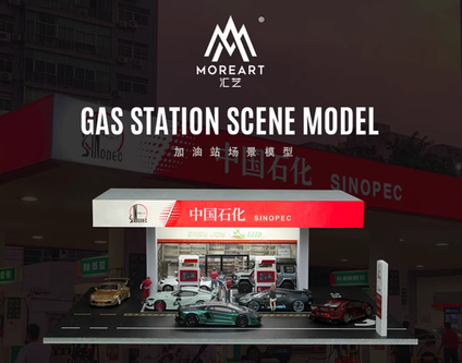 1/64 MoreArt Gas Station Car Model Diorama (car models & figures NOT ...
