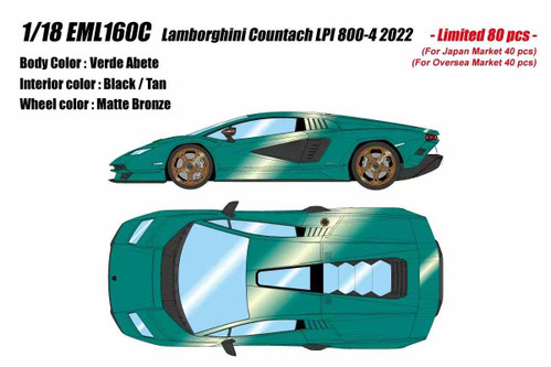 1/18 Makeup 2022 Lamborghini Countach LPI800-4 (Verde Abete Green) Car ...