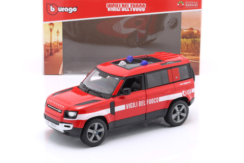 1/24 BBurago 2022 Land Rover Defender 110 Fire Department Italy Diecast ...