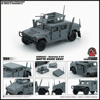 1/64 BMC Hummer Humvee 4-CT (Matte Dark Grey) Car Model - LIVECARMODEL.com