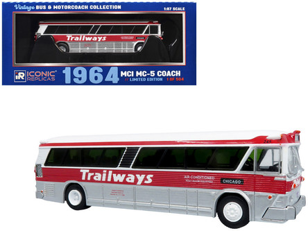1964 MCI MC-5A Coach Bus "Trailways Chicago" White with Red Stripes ...