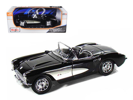 1957 Chevrolet Corvette Black 1/18 Diecast Model Car by Maisto ...