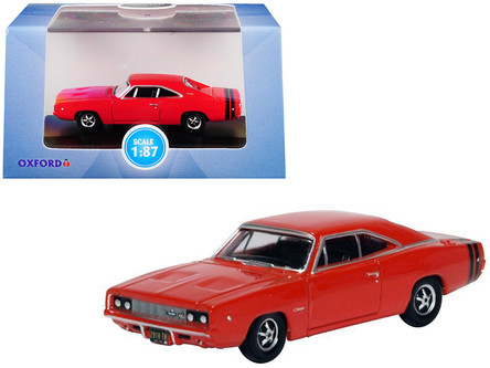 1968 Dodge Charger Bright Red with Black Stripes 1/87 (HO) Scale ...