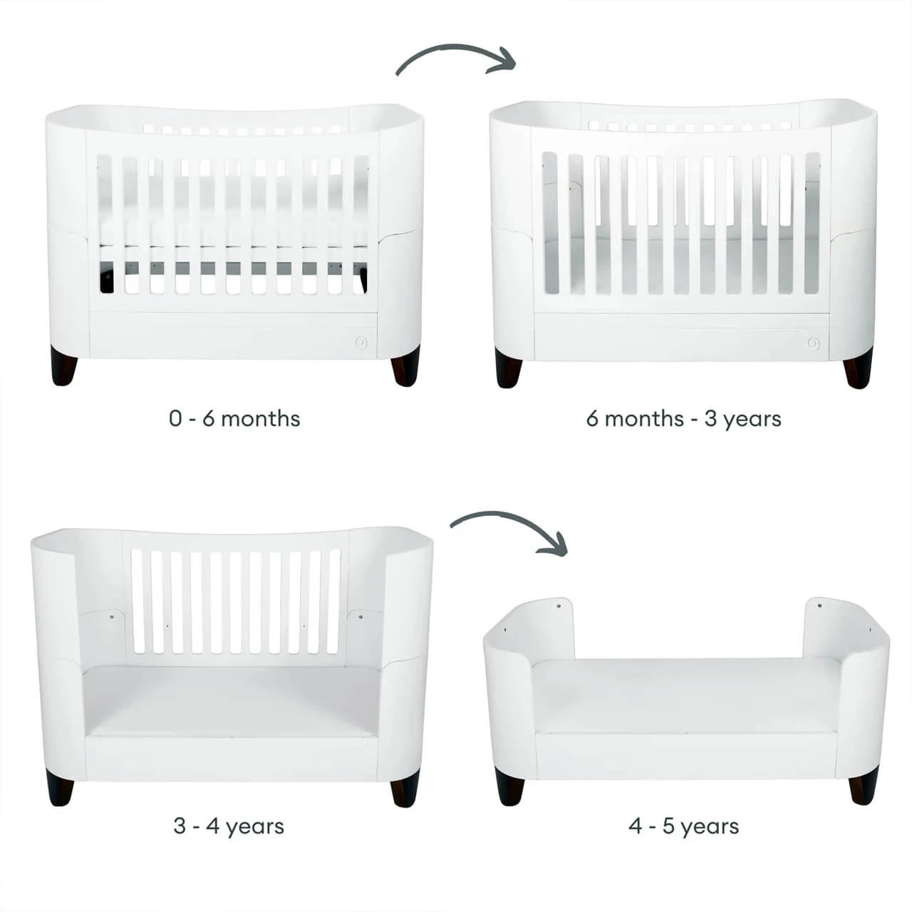 Gaia Baby Serena Cot Bed & Dresser Room Set - White/Walnut ...