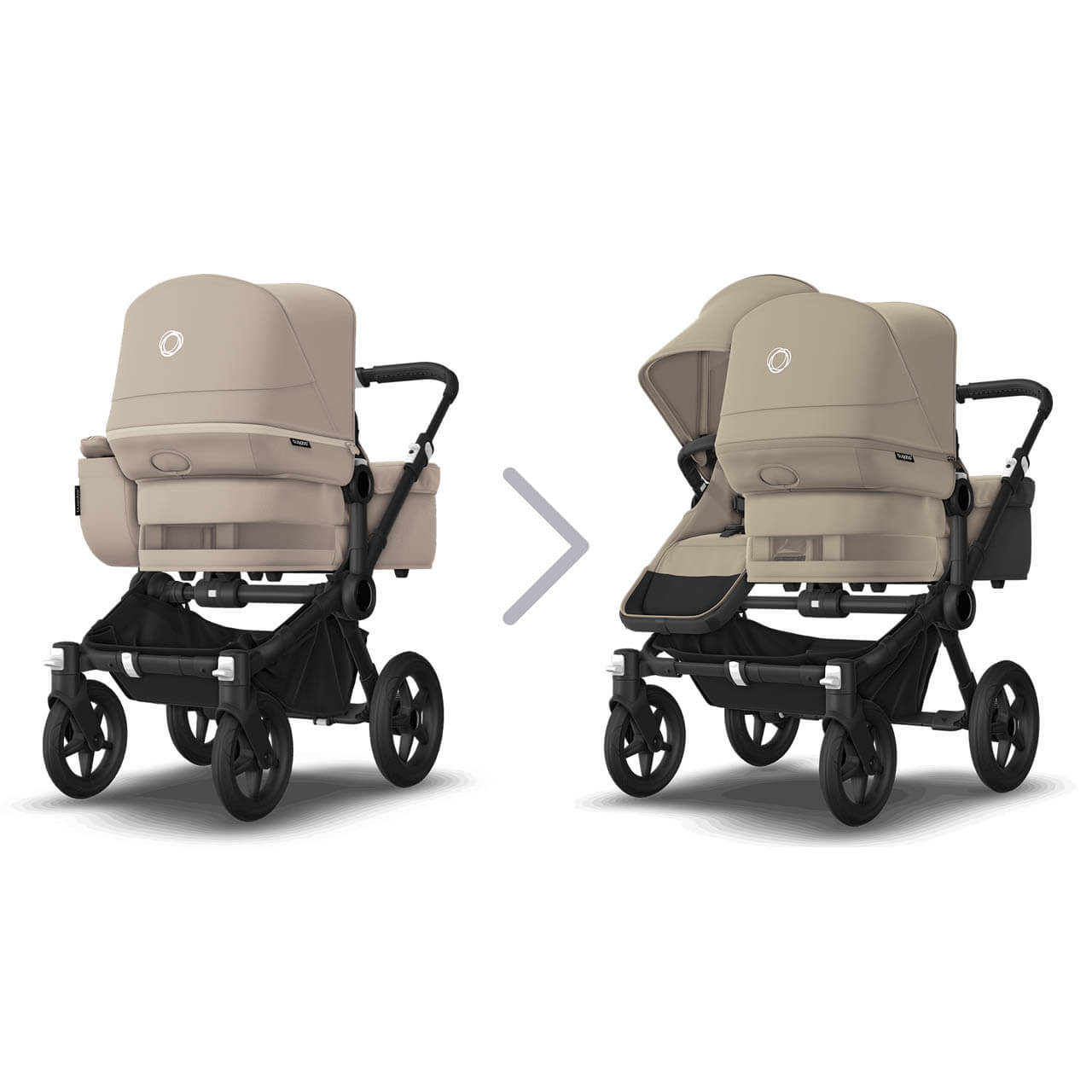 Bugaboo Donkey 5 Duo Stroller - Black/Desert Taupe | Winstanleys Pramworld