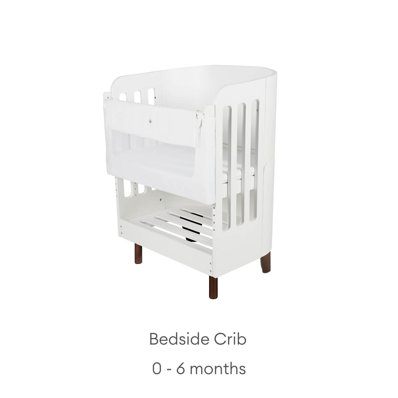 Gaia Baby Serena Mini Cot + Bedside Crib - White/Walnut | Winstanleys ...