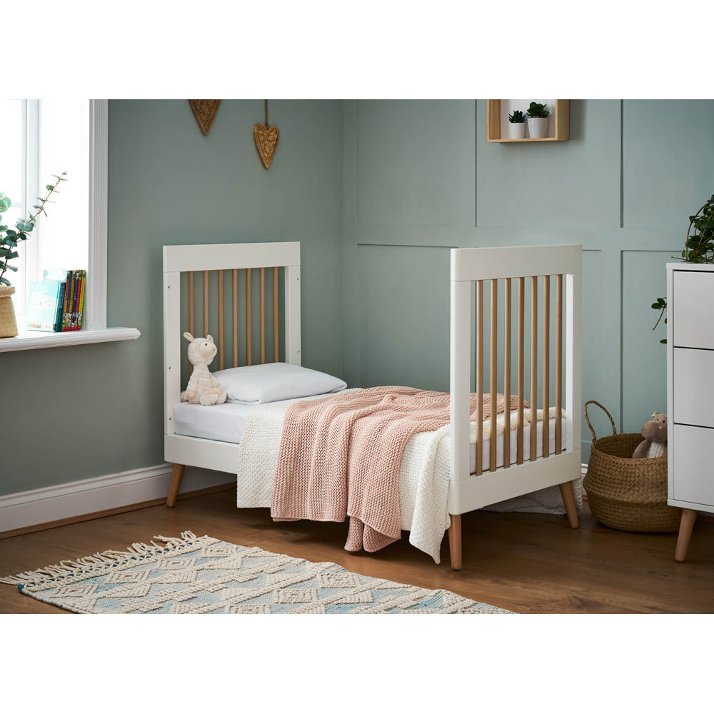Obaby Maya Mini Cot Bed - White with Natural | Winstanleys Pramworld