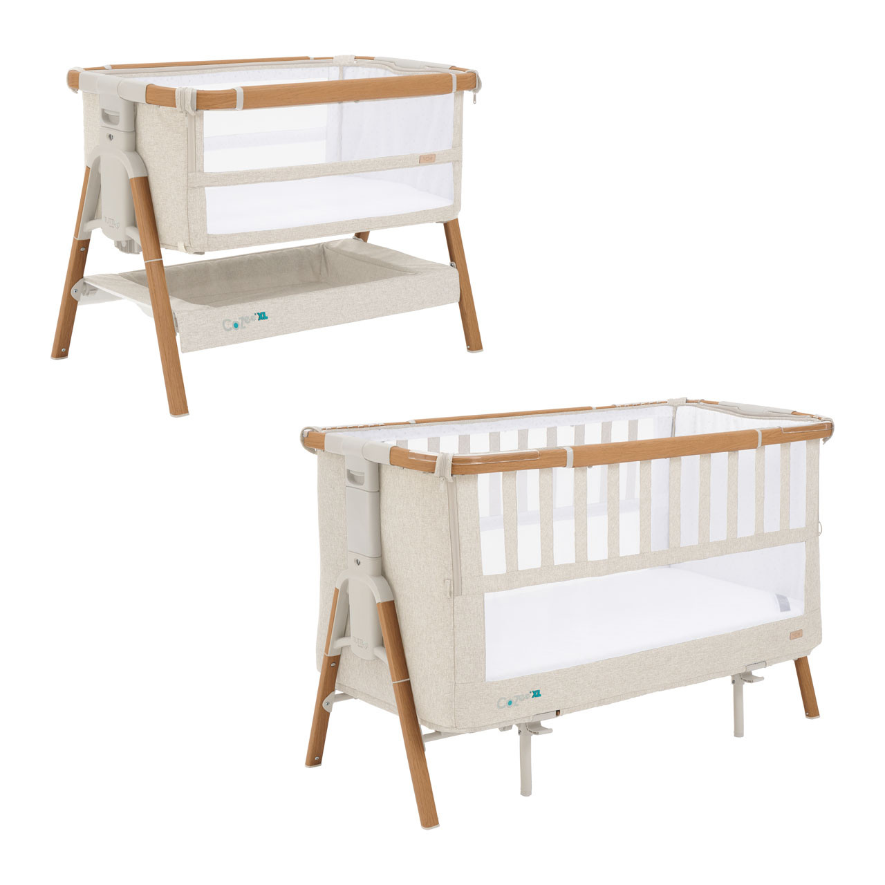 Tutti Bambini CoZee® Air Bedside Crib - Scandinavian Walnut/Ecru ...