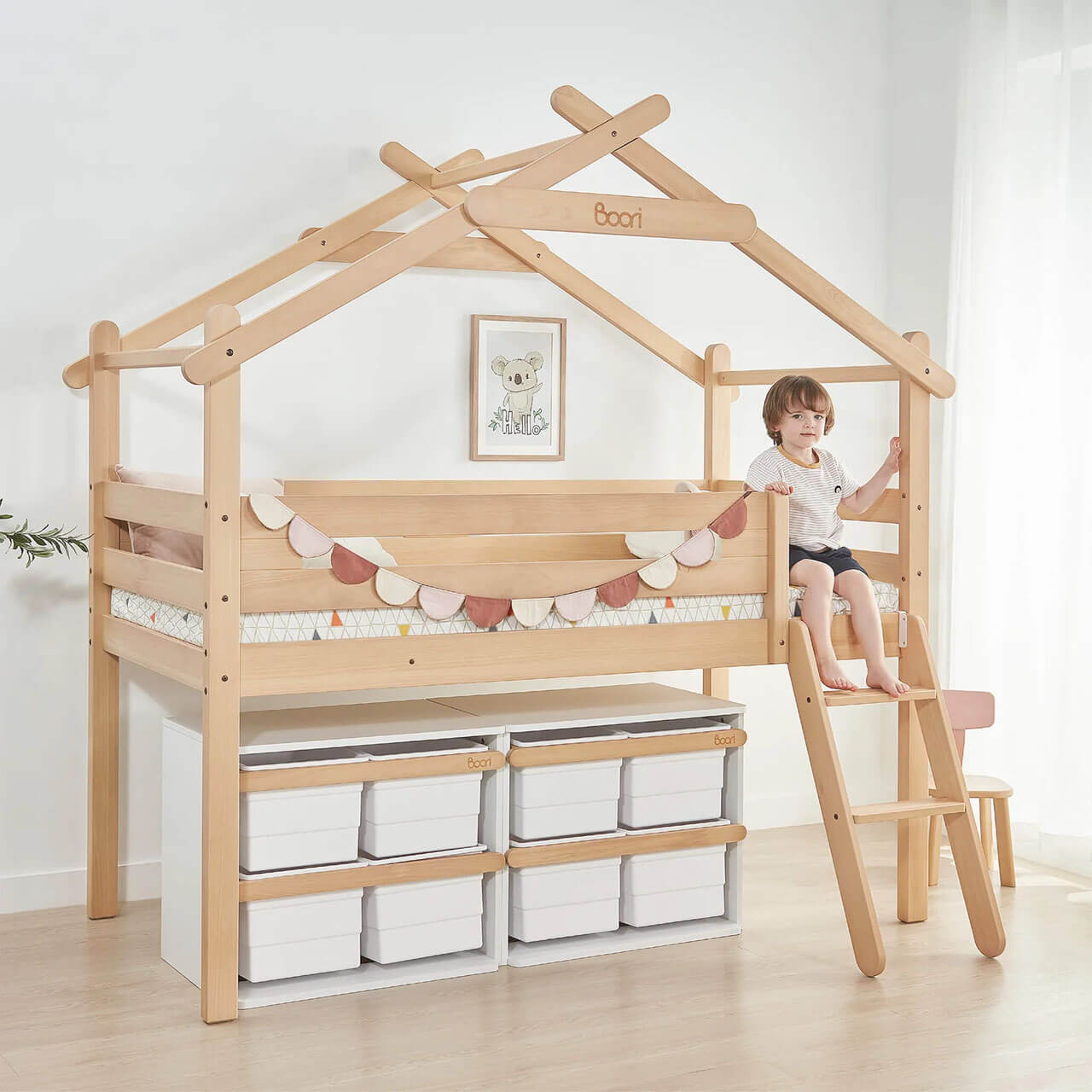 Boori Forest Teepee Loft Bed with Tent Canopy - Blueberry & Almond ...