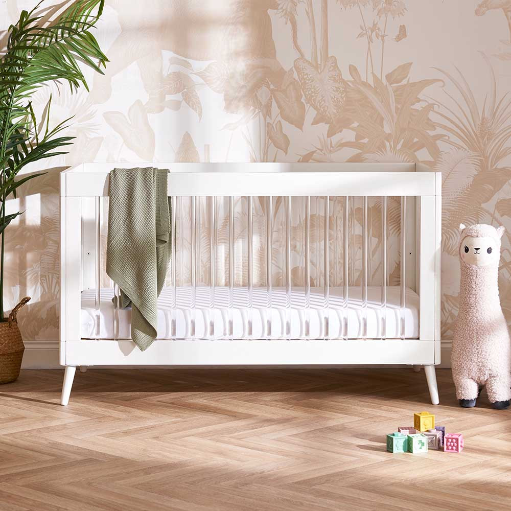 Obaby Maya Cot Bed - White with Acrylic | Winstanleys Pramworld